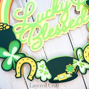 St. Patrick's Day Lucky & Blessed Wreath Door Decor St Patricks ...
