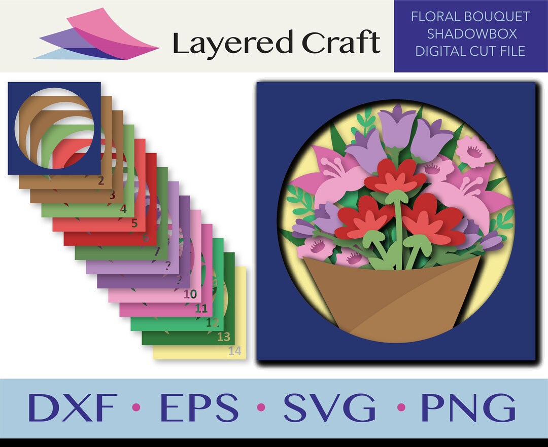 3D Floral Bouquet Shadow Box Gift Paper Flowers 3D Flower - Etsy