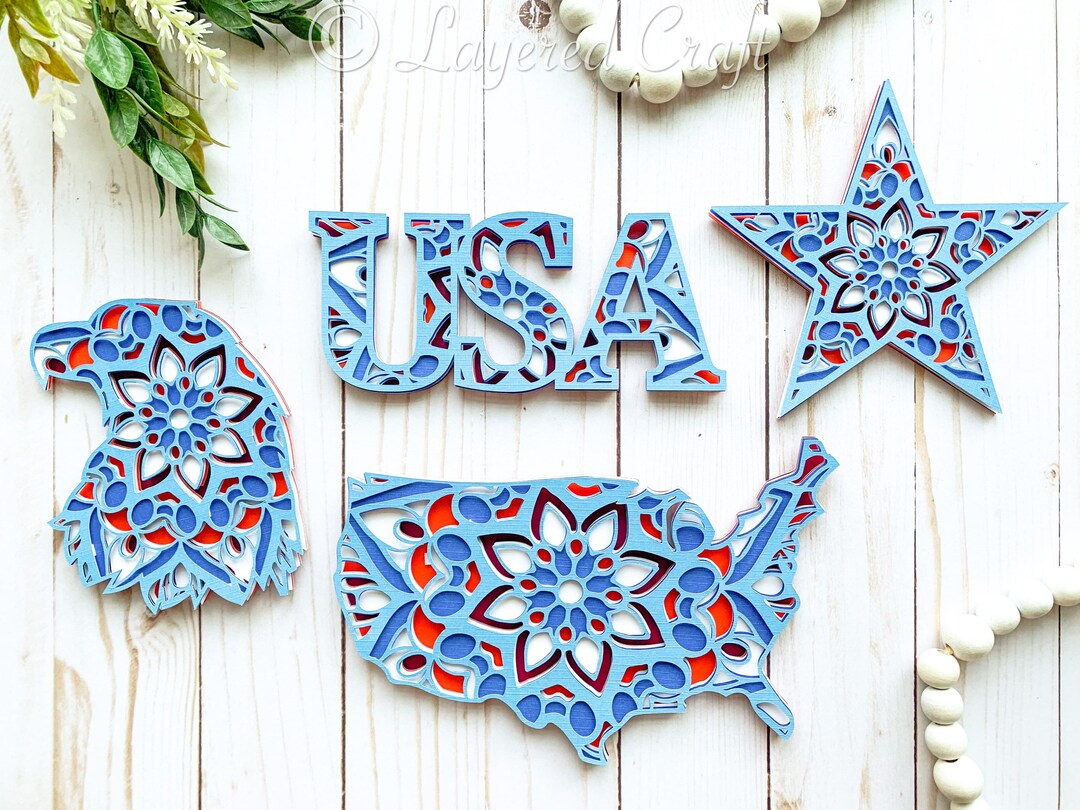 3D 4th of July America USA Mandala Bundle - Layered Digital Cut File - Etsy