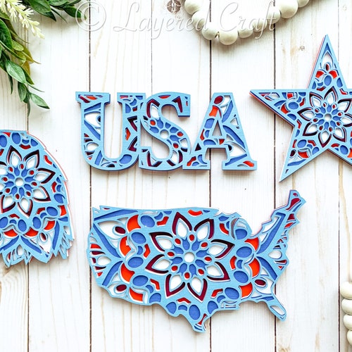 3D 4th of July America USA Mandala Bundle Layered Digital - Etsy