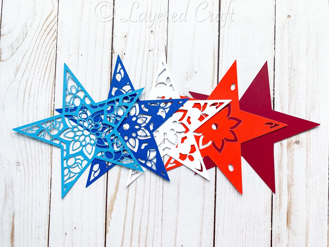 3D SVG Mandala Layered Star Digital Cut File - Etsy