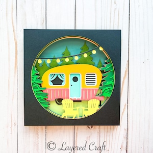 Camper Decorations 3D Shadow Box Camper Layered Craft 3D SVG Glamping ...