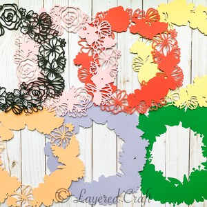 3D SVG Flower Spring Garden Wreath- Mandala Layered Digital Cut File - Etsy