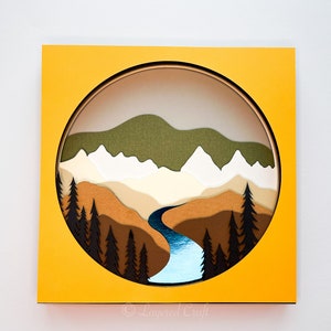 Mountain Nature Shadowbox SVG 3D Layered Shadow Box Mountain Valley ...