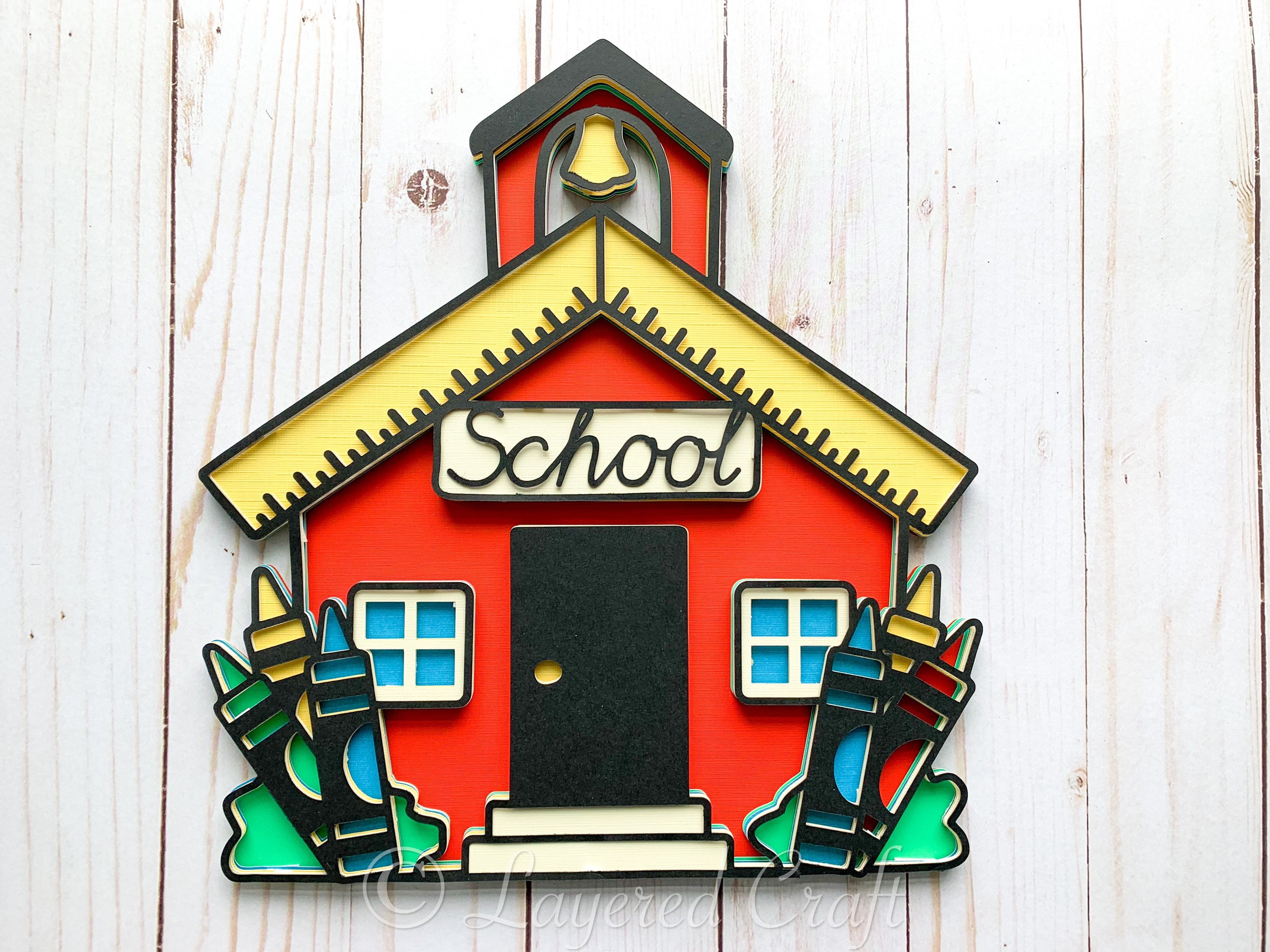 3D Layered School House Sign Layered Digital Cut File - Etsy