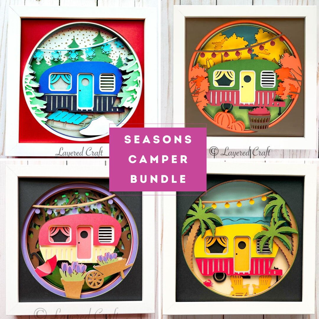 Retro Camper Shadow Box 3D SVG Seasons Bundle-spring Camper Winter ...