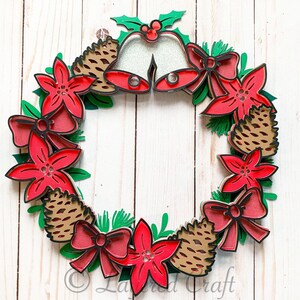 Christmas Wreath Poinsettia Flower Wreath Holiday Door Decorations DIY ...