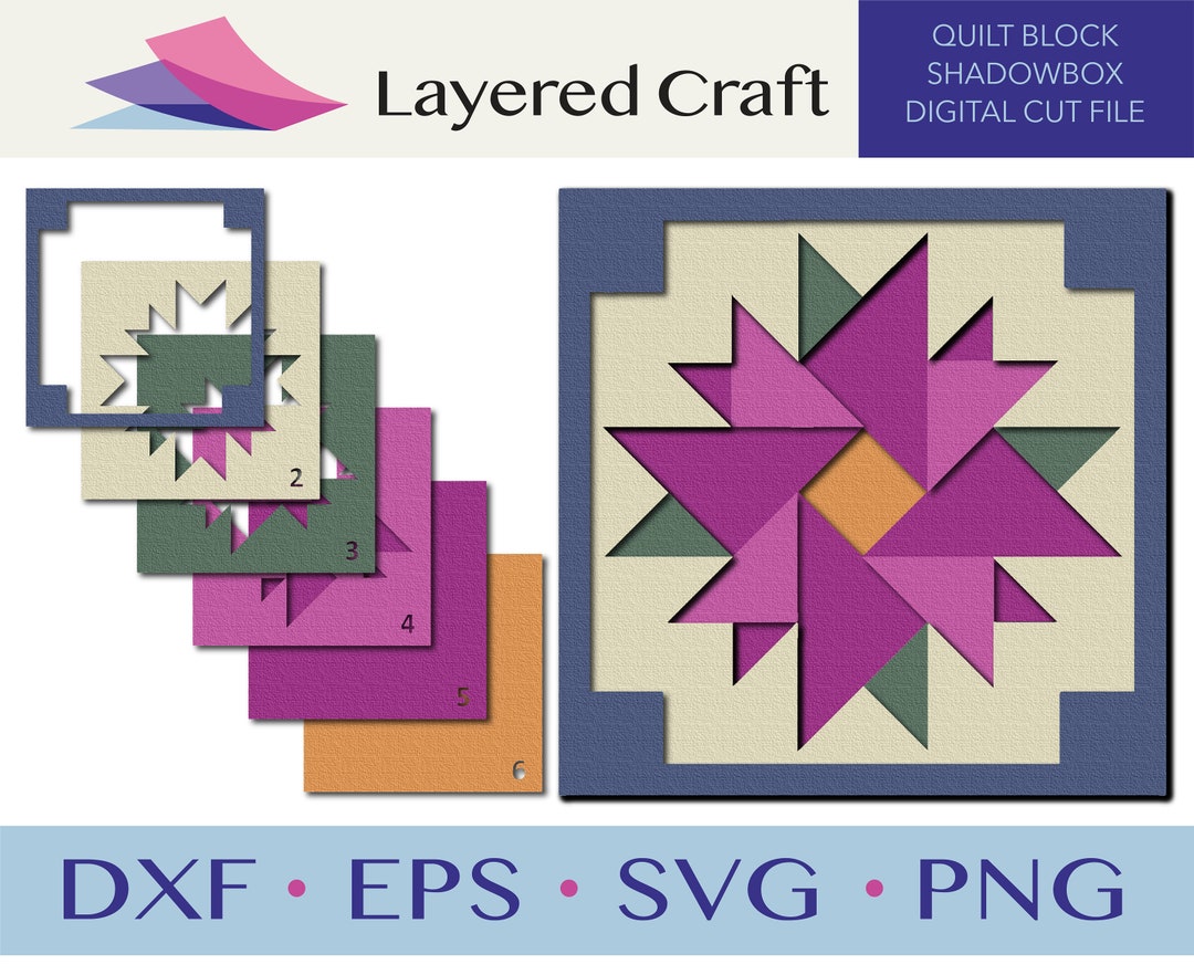 3D Quilt Block Layered Shadow Box 3D Quilt Pattern Quilt Cut File ...
