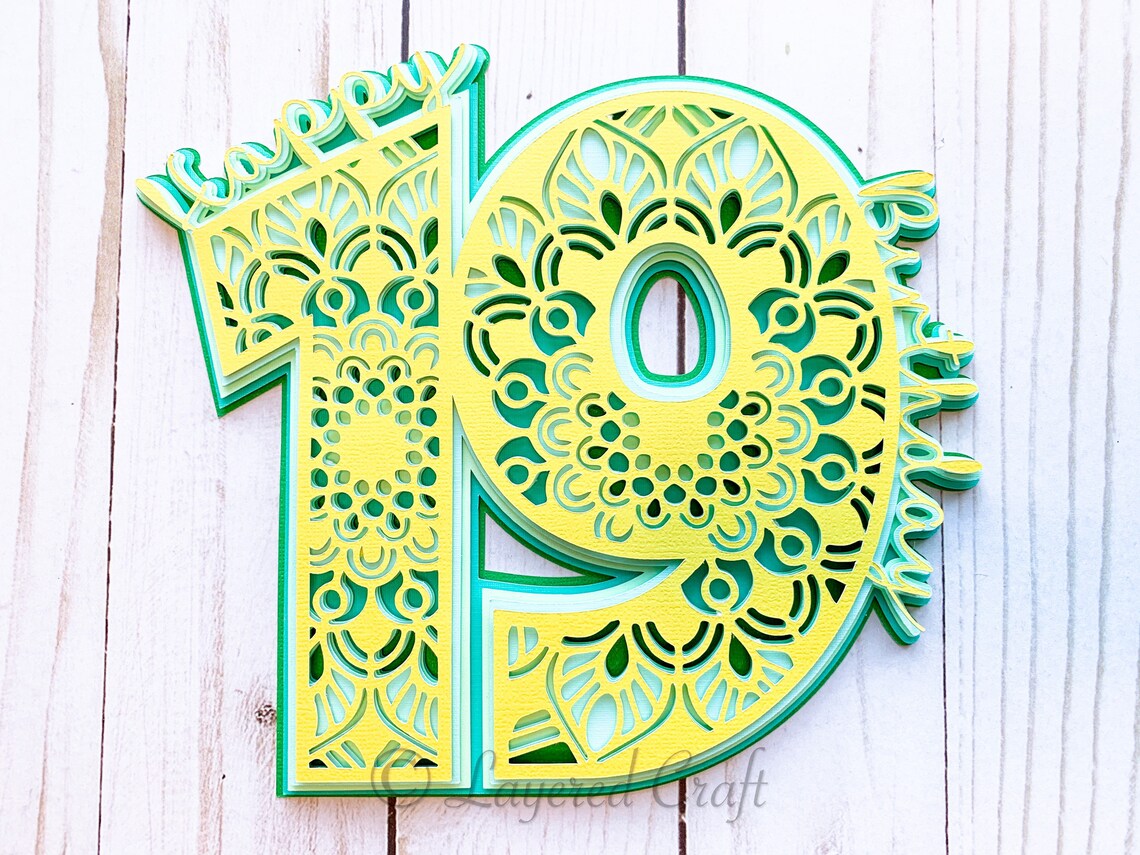3D 19th Birthday Decoration 3D Layered Mandala Cake Topper - Etsy