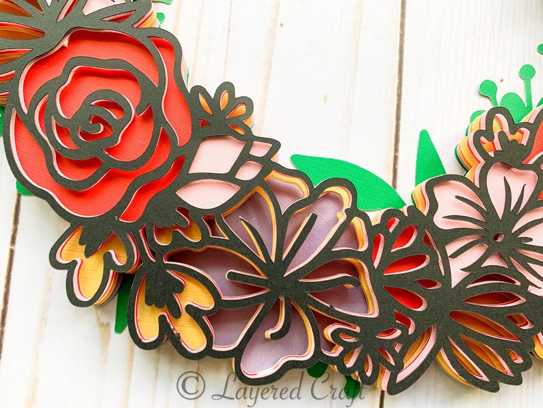 3D SVG Flower Spring Garden Wreath Mandala Layered Digital - Etsy