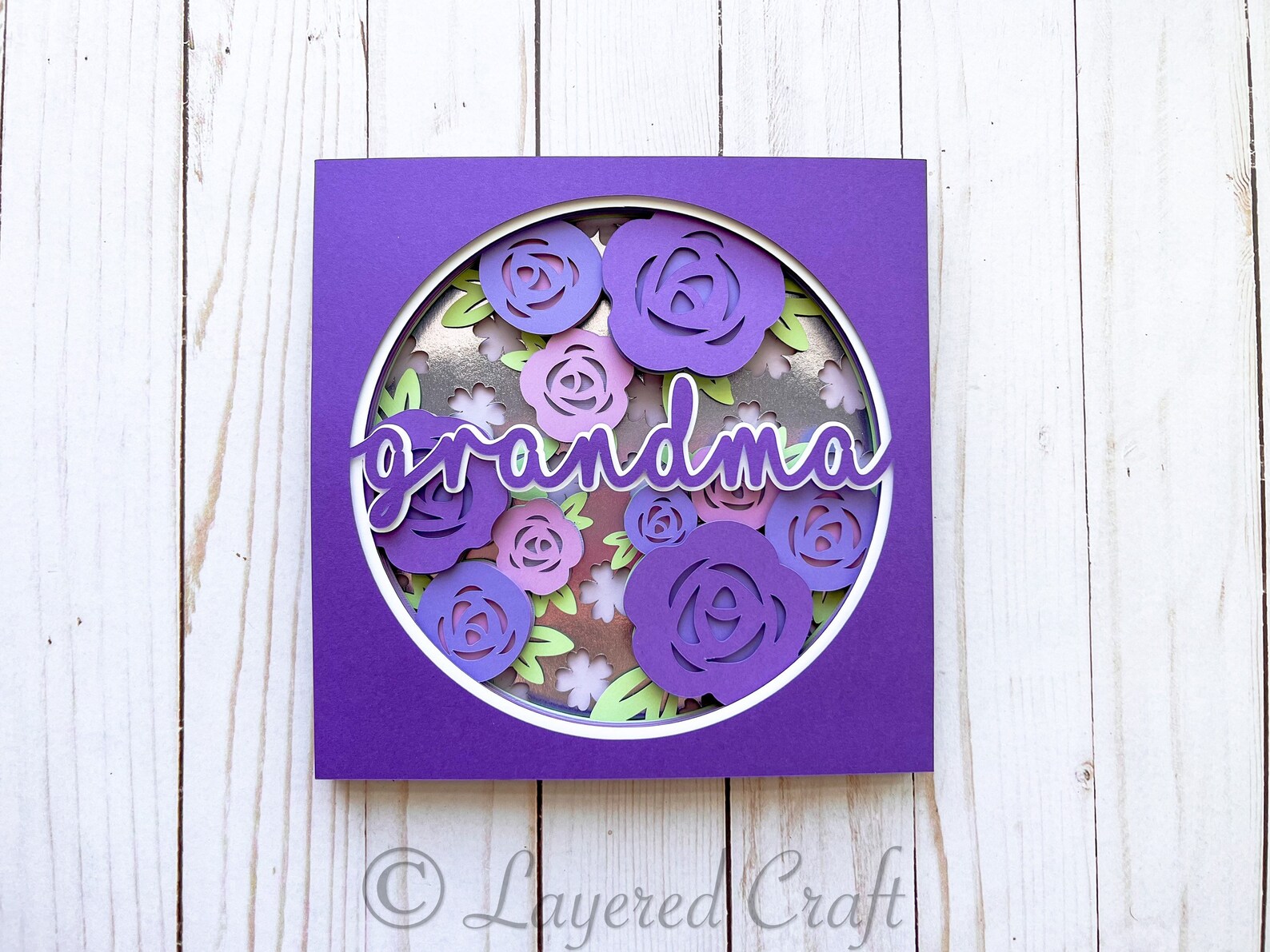 3D SVG Grandma Mother's Day Rose Flower Shadow Box Layered 3D SVG ...