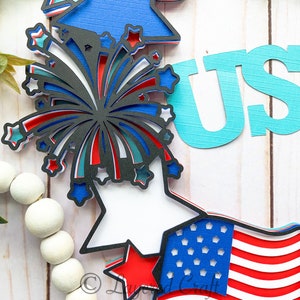 4th of July- USA Stars and Stripes Patriotic 3D SVG Door Wreath ...