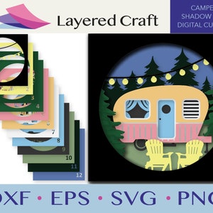 Camper Decorations 3D Shadow Box Camper Layered Craft 3D SVG Glamping ...