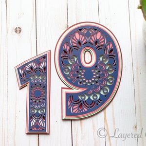 3D SVG Mandala Number Bundle Set 1-9 Layered Paper Numbers Digital Cut ...