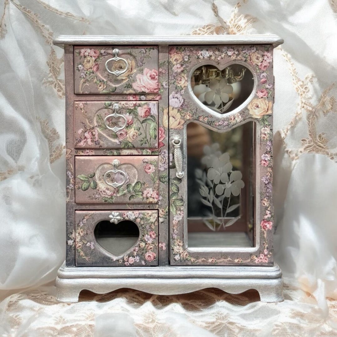 Jewelry Box Boho Hand Painted Antique Rose With Florals - Etsy