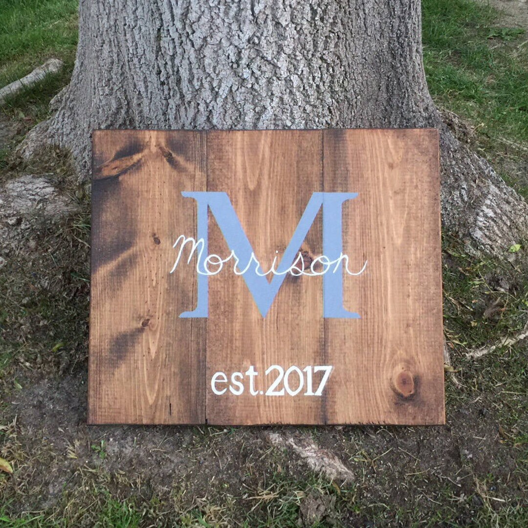 Hand Painted Monogram Wooden Sign - Etsy