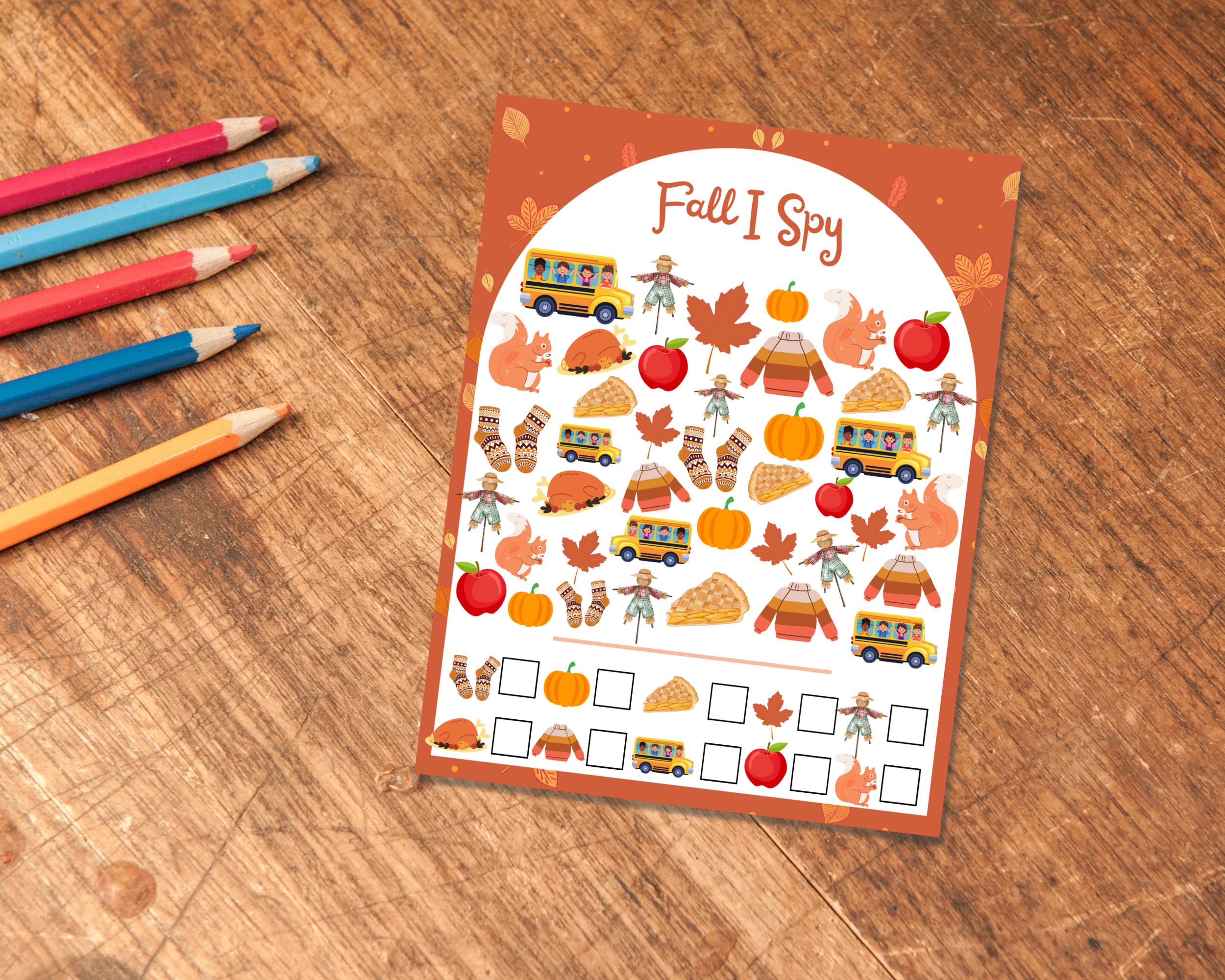 Fall I Spy: Printable Kids Activity Explore Autumn Instant Download ...
