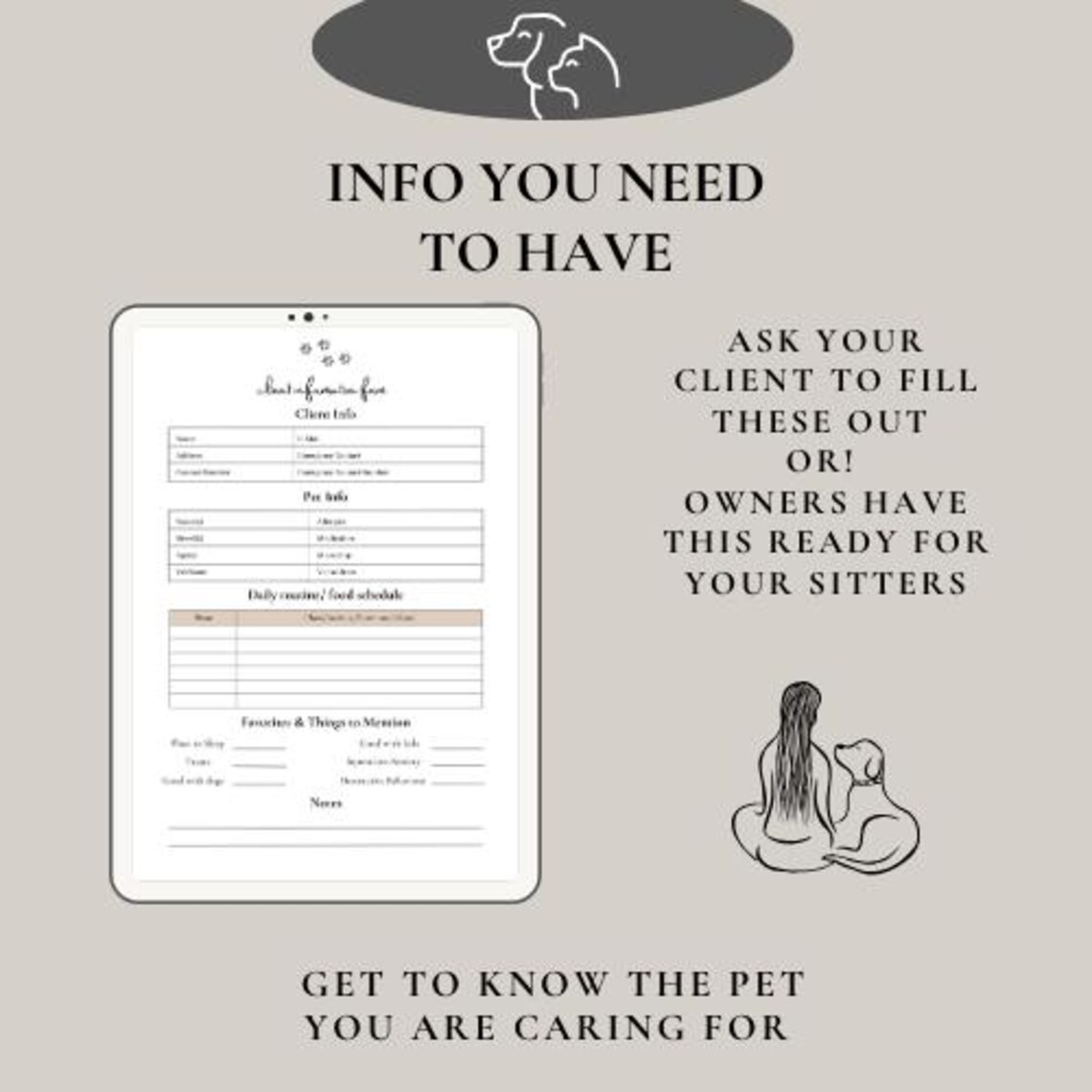 Editable Pet Sitter Forms Bundle | House, Pet, and Personal Info ...