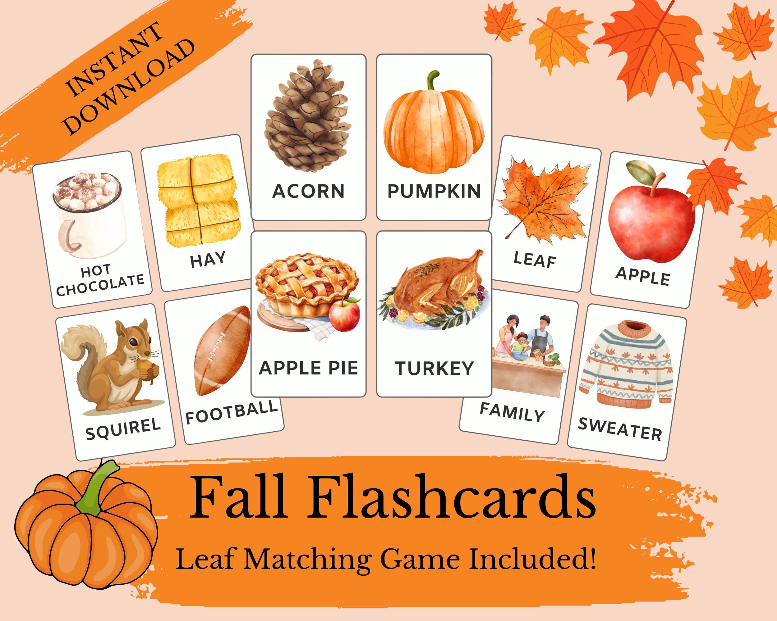 Autumn Flashcard Set: Printable Learning Cards for Fall Activities ...