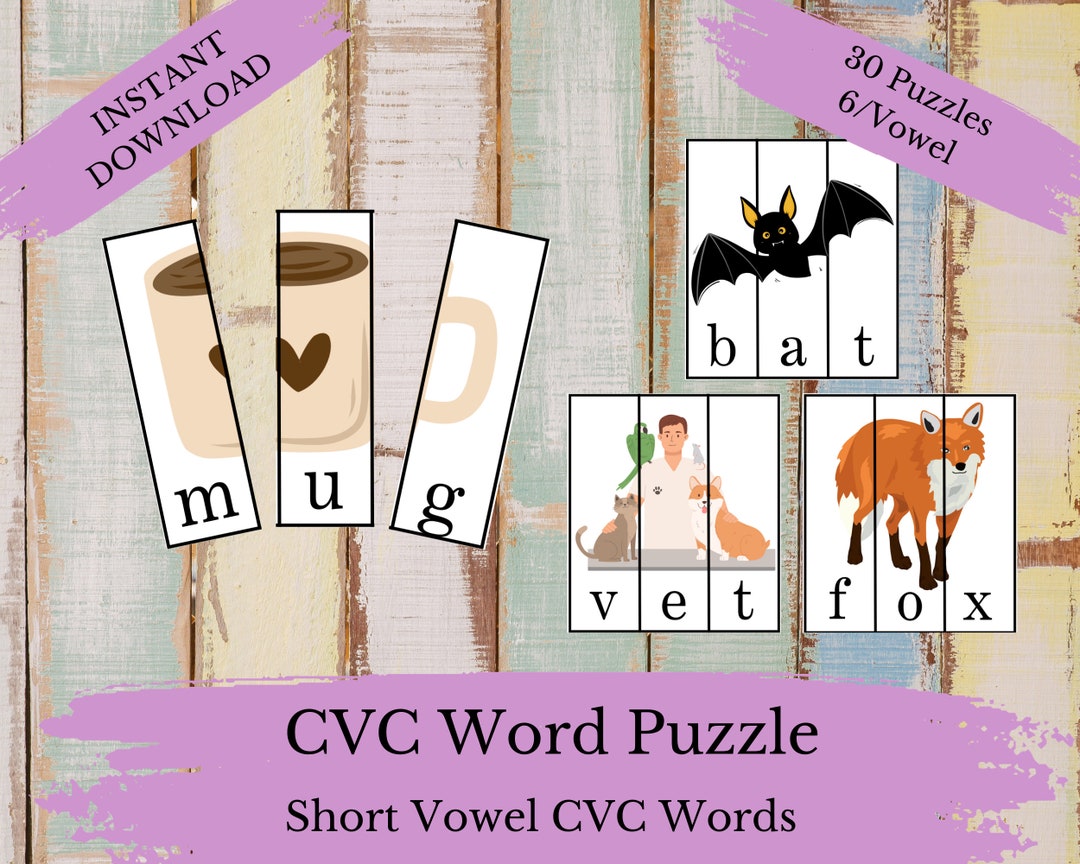 CVC Word Puzzle Game - Educational Learning, Kids Spelling Activity ...