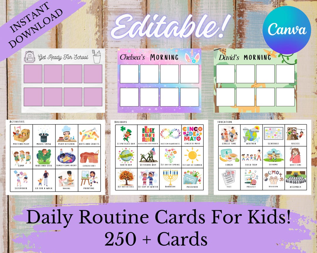 Editable Daily Routine Cards for Kids | Montessori-inspired Visual ...
