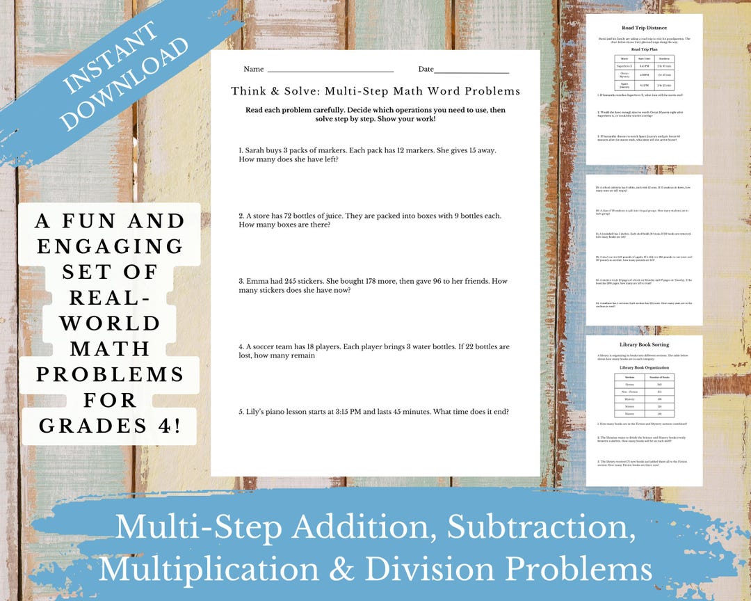 Real-world Math Word Problems | Multi-step Problem Solving Workbook ...