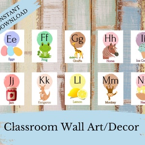Printable Alphabet Posters, Classroom Decor, Letter and Picture ...
