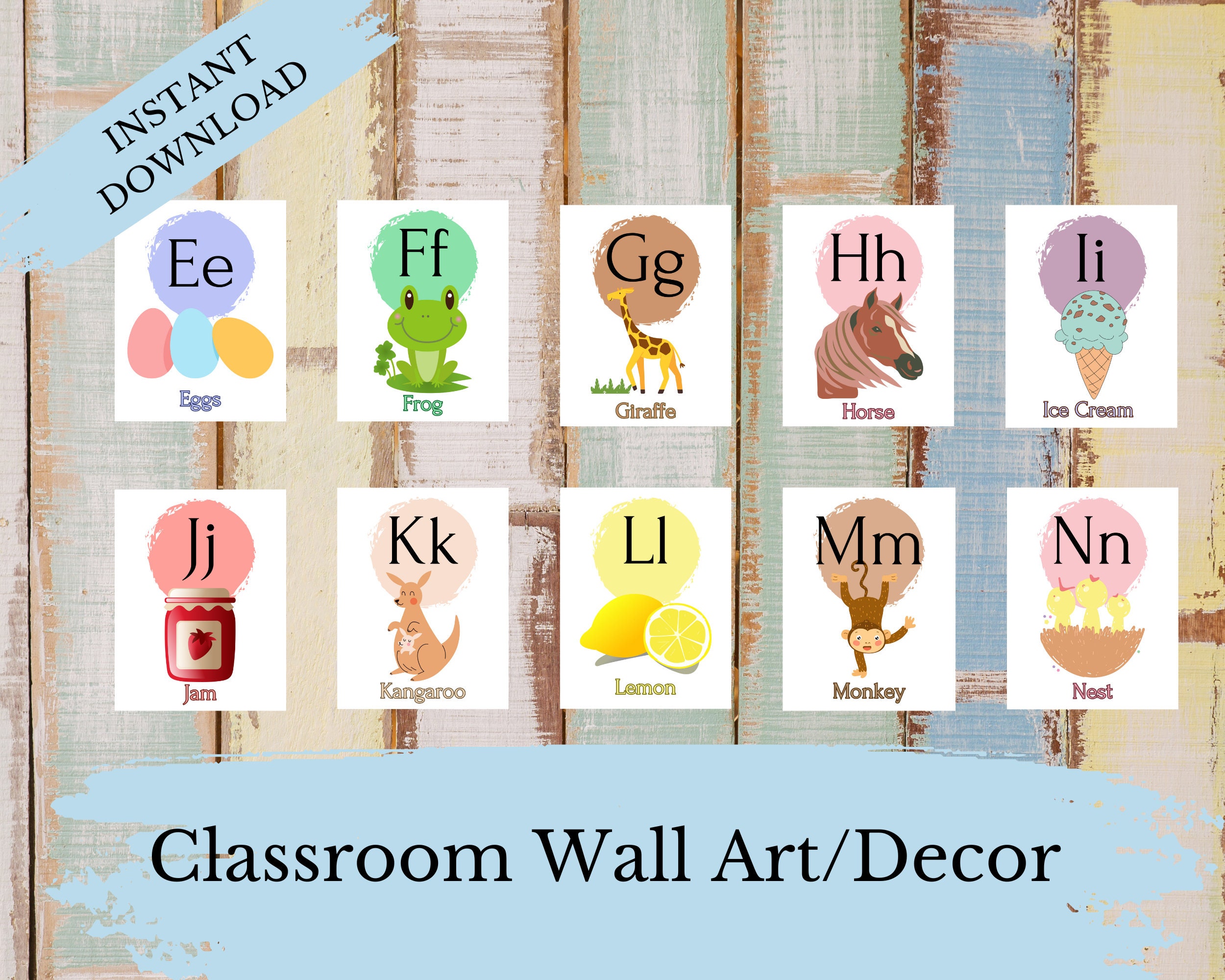 Printable Alphabet Posters, Classroom Decor, Letter and Picture ...