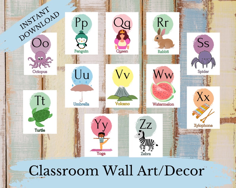 Printable Alphabet Posters, Classroom Decor, Letter and Picture ...