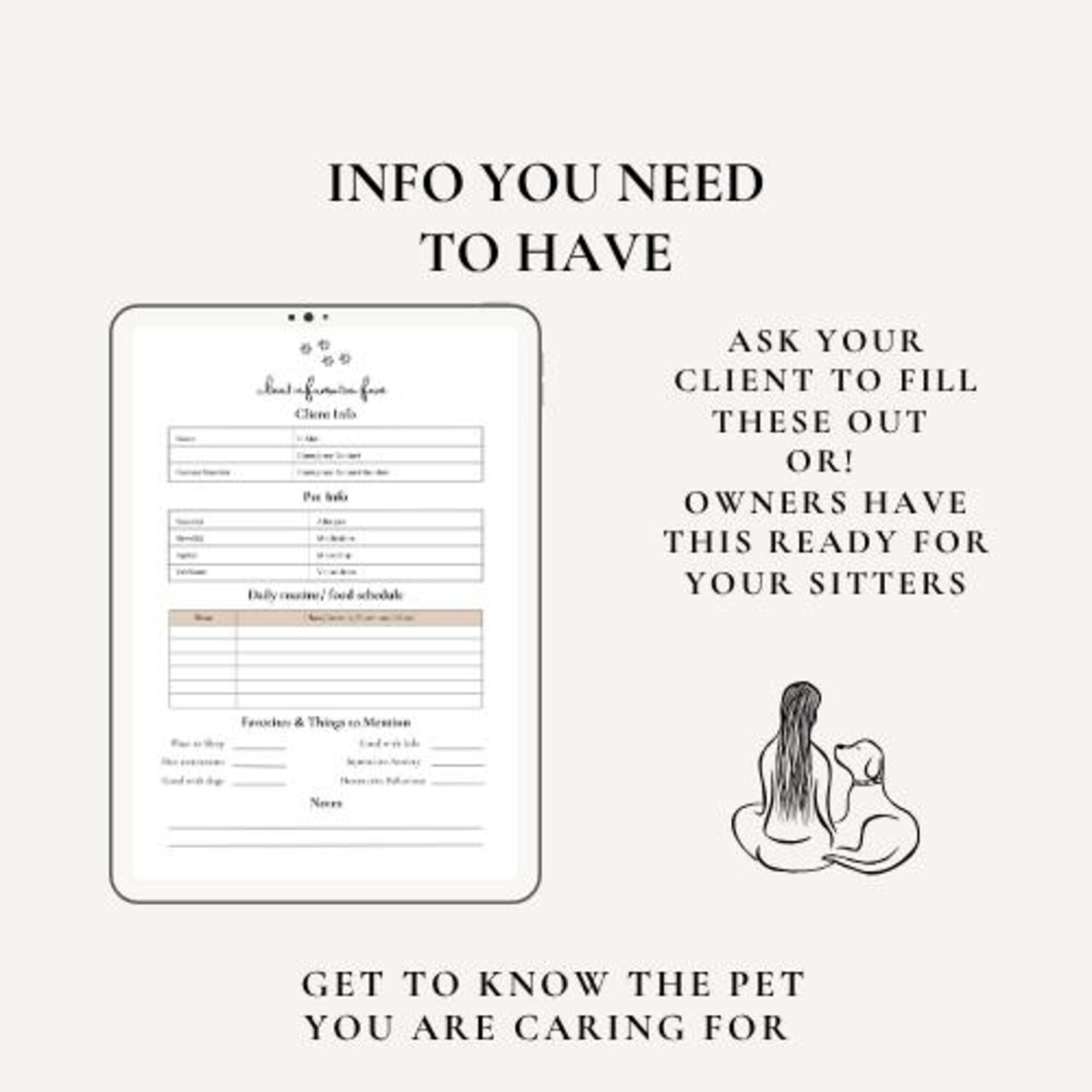 Editable Pet Sitter Forms Bundle | House, Pet, and Personal Info ...