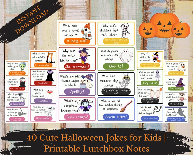 40 Cute Halloween Jokes for Kids | Printable Lunchbox Notes | Fun ...