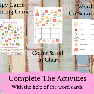 Summer Fun Word Association Printables: 16 Worksheets, Match Games, and ...