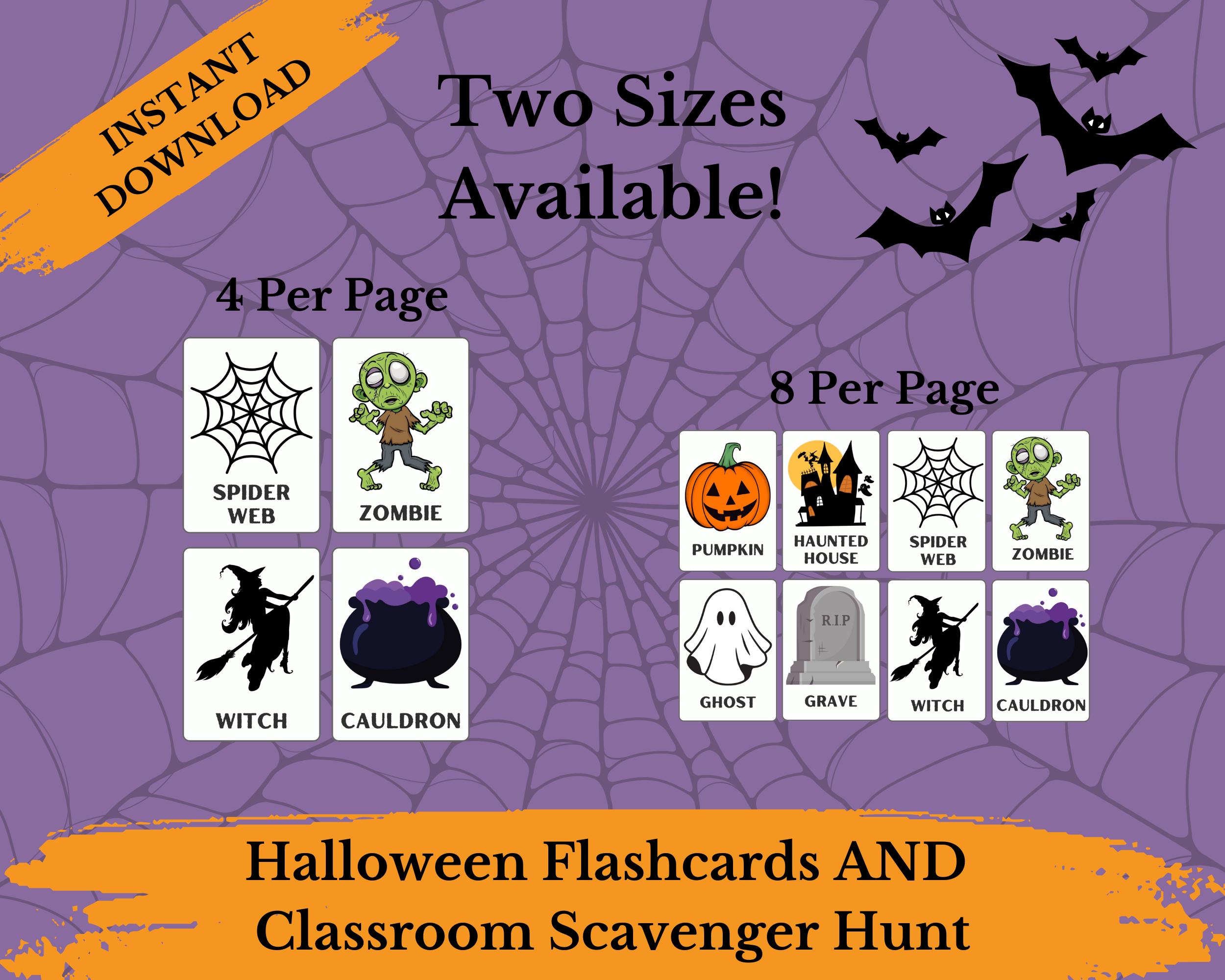 Halloween Flashcards With Scavenger Hunt – 16 Cards for Kids ...