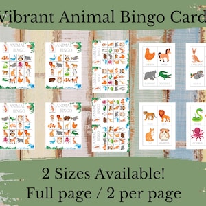 Printable Animal Bingo Game – 30 Unique Cards, Flashcards (digital ...