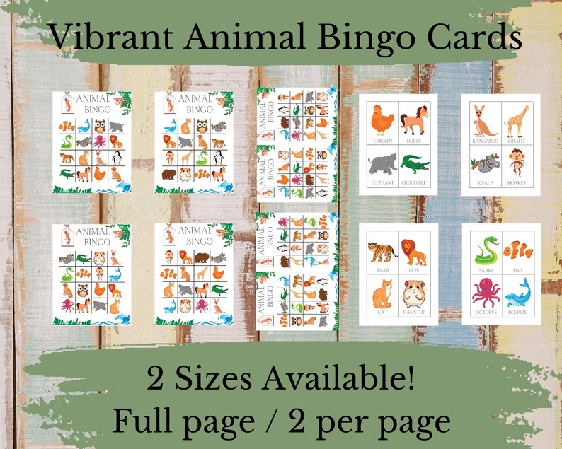Printable Animal Bingo Game – 30 Unique Cards, Flashcards (digital ...