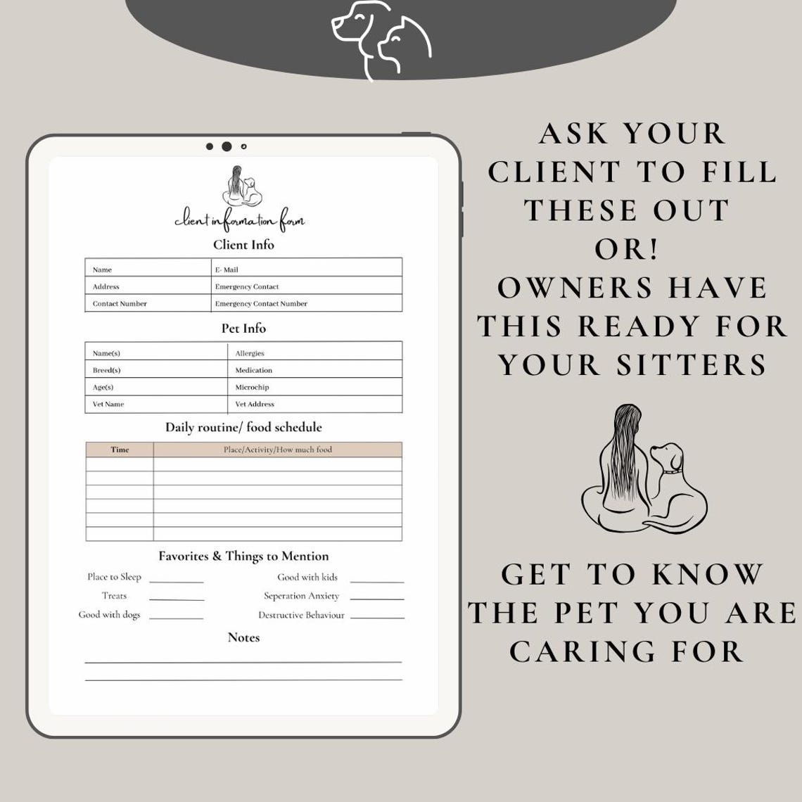 Editable Pet Sitter Forms Bundle House, Pet, and Personal Info ...