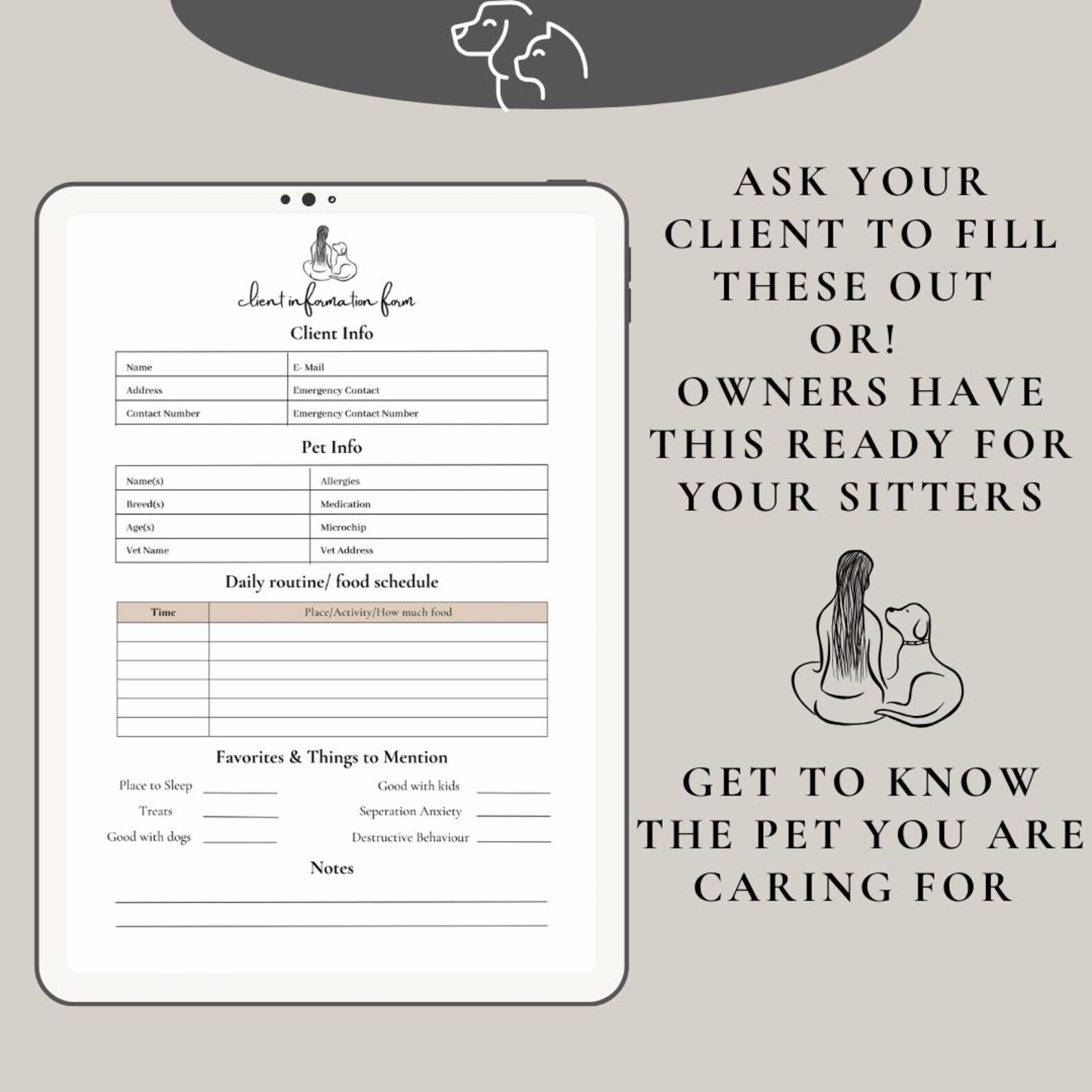 Editable Pet Sitter Forms Bundle | House, Pet, and Personal Info ...