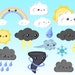Cute Weather Clipart Kawaii Weather Meteorology Clipart - Etsy