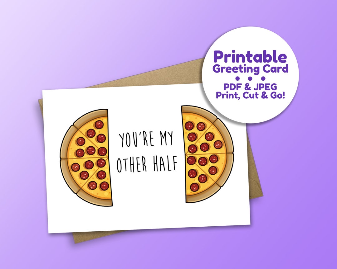 Printable Pizza Love Greeting Card, Cute Food Card, Pizza Chef Card ...