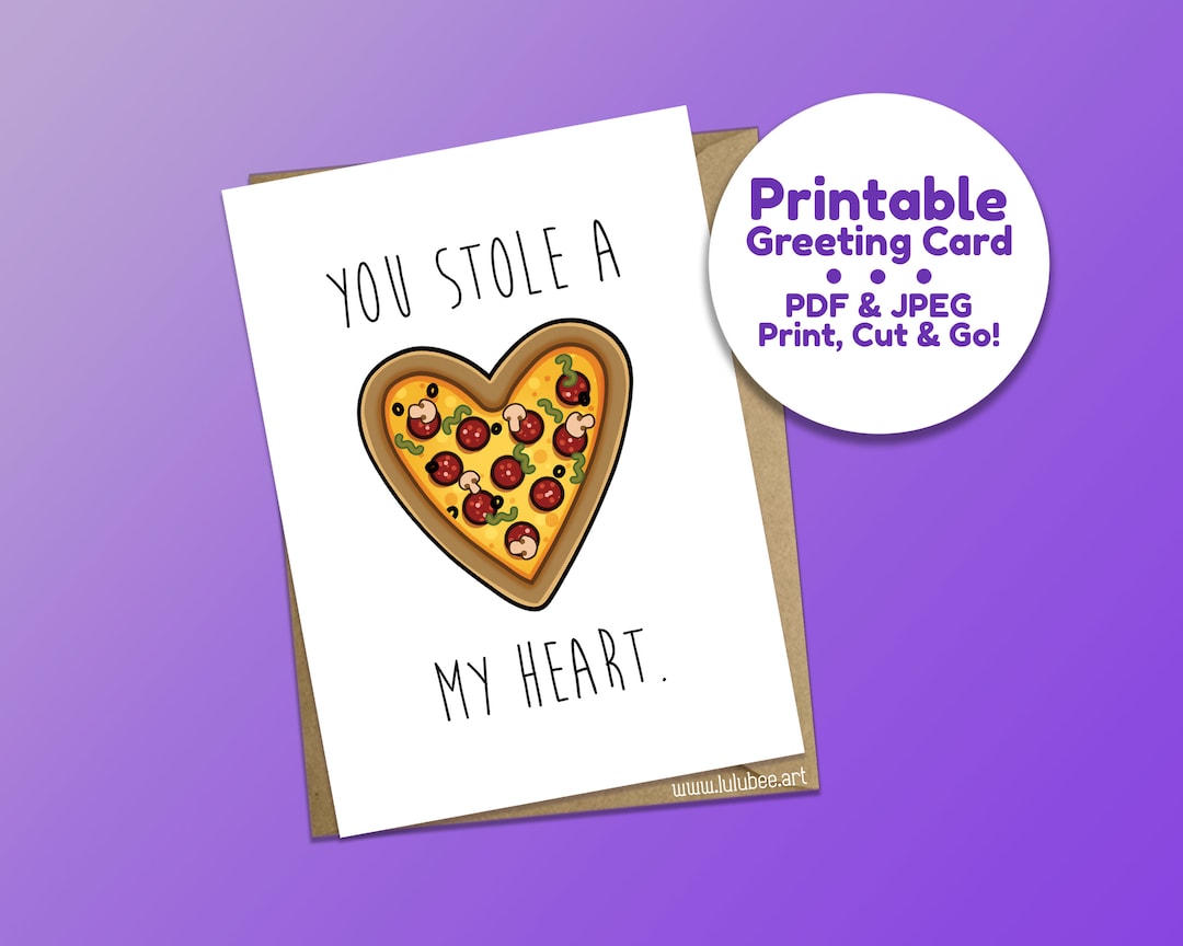 Printable Pizza Pun Greeting Card, Cute Food Card, Pizza Chef Card ...