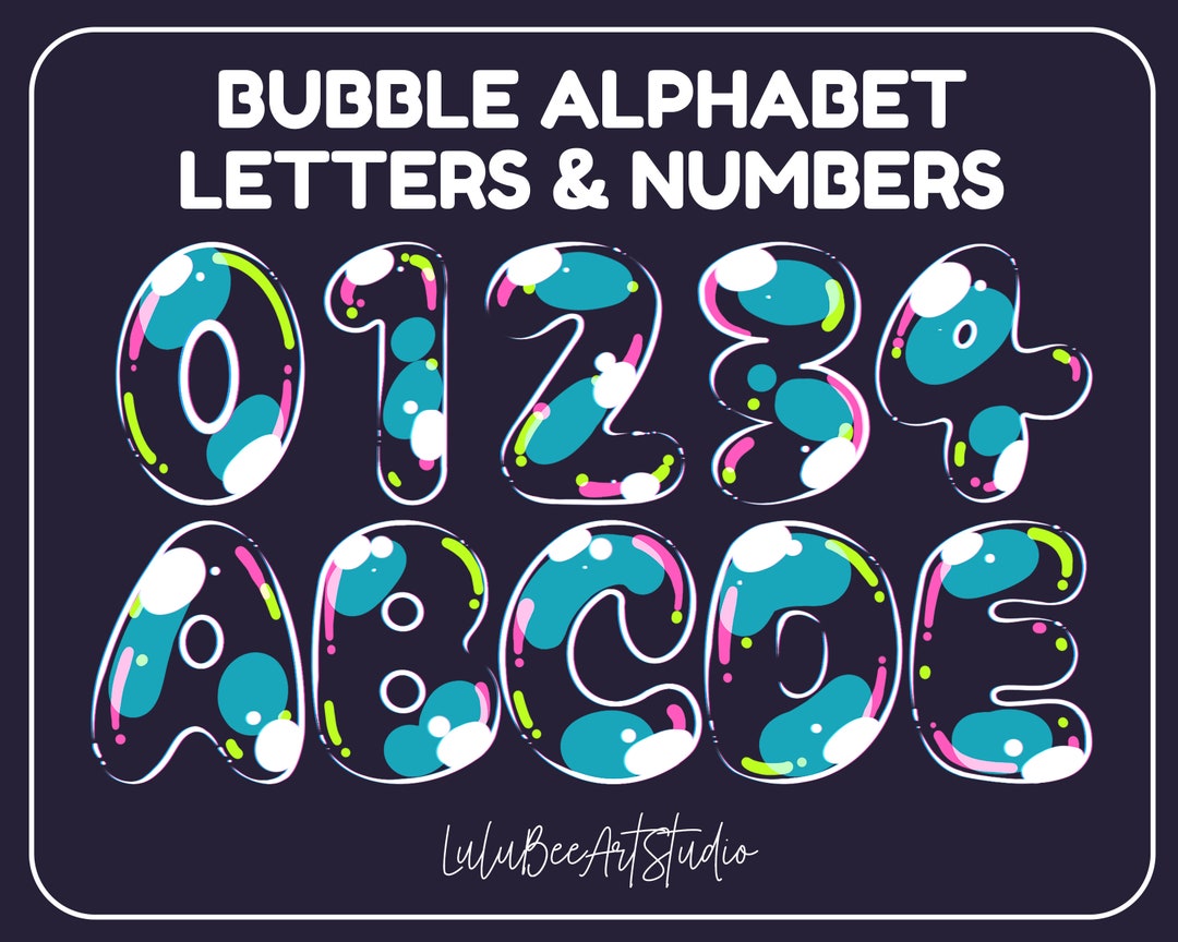 Bubble Letters Alphabet Clipart Set, Bubble Letters and Numbers, Bubble ...