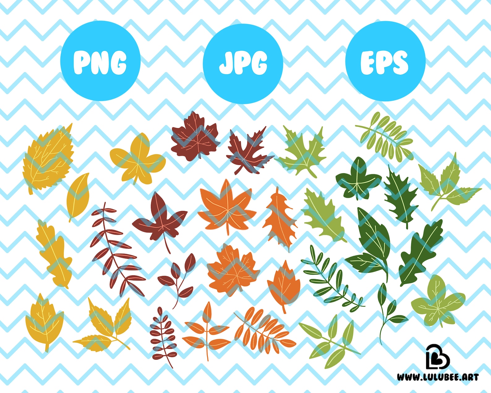Fall Foliage Clip Art Set Autumn Leaves Graphics Fall Trees | Etsy
