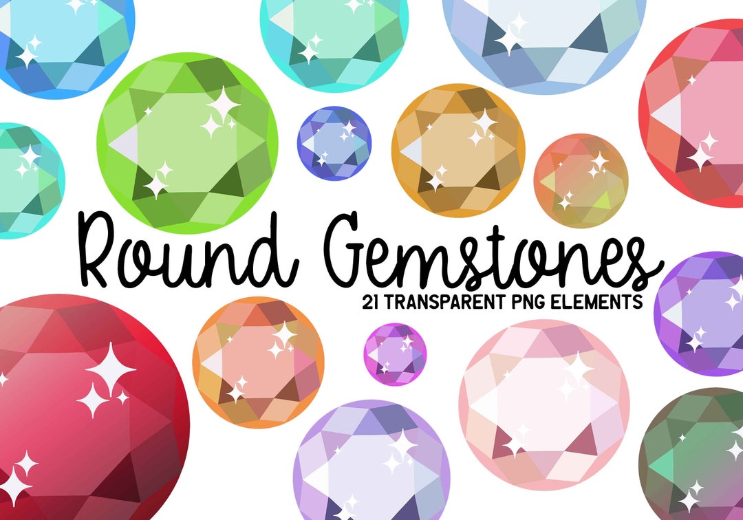 Round Cut Gemstone Clipart, Gem Graphics, Round Jewelry Stone Clipart ...