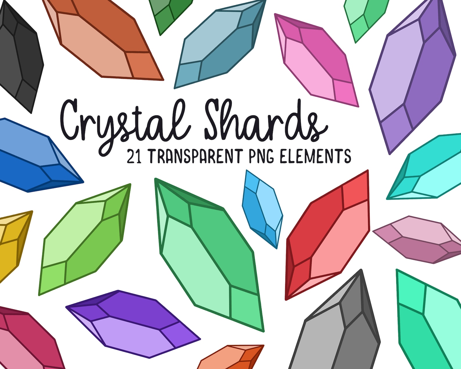 Crystal Shards Graphic Set Gemstones Clipart Digital Instant | Etsy