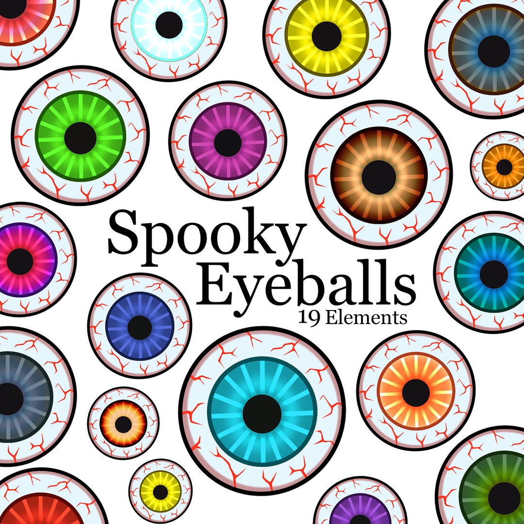 Spooky Eyeball Clipart: Halloween Graphics, Sticker Design (instant ...