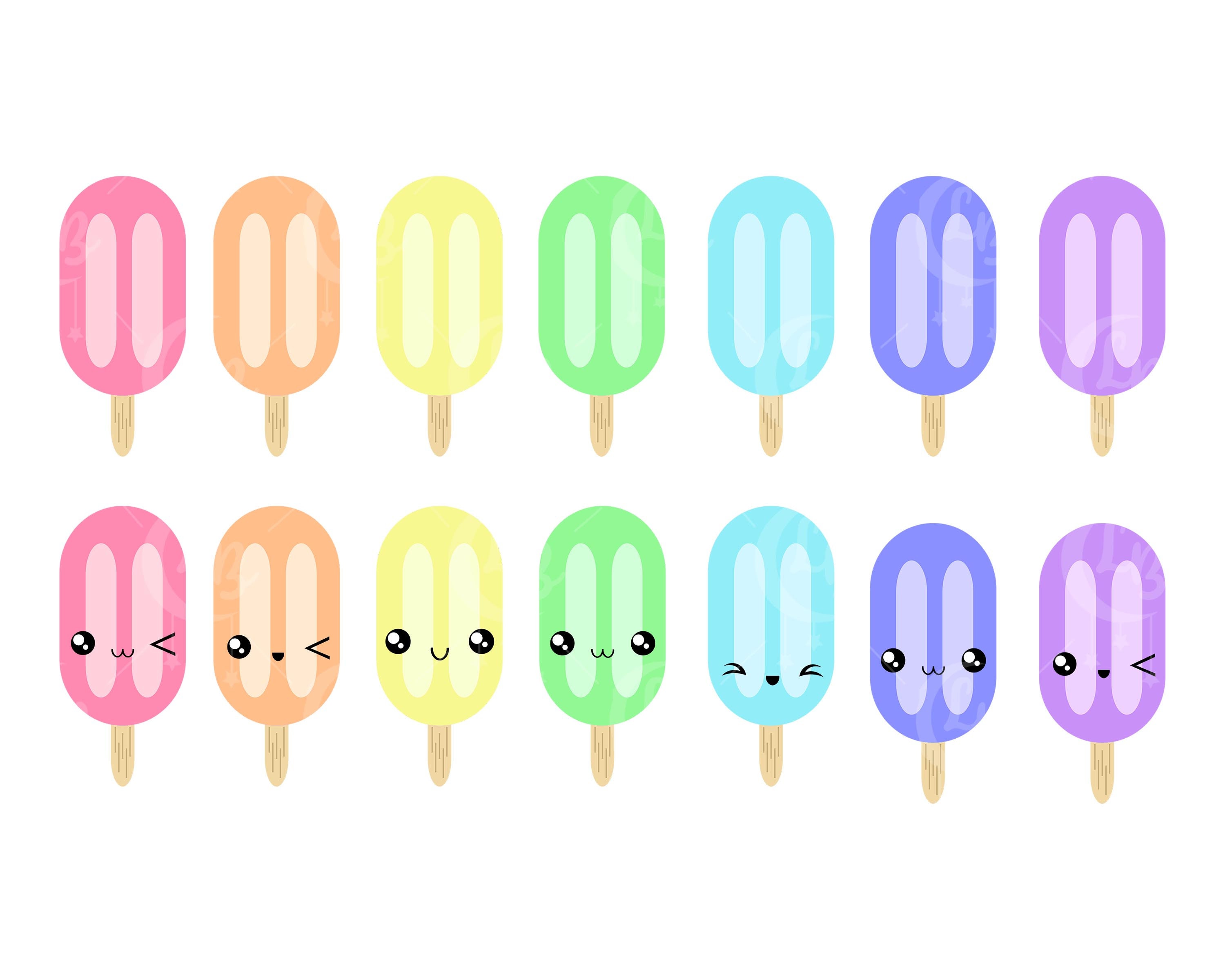Popsicle Clipart Ice Cream Graphics Cute Kawaii Clipart - Etsy Canada