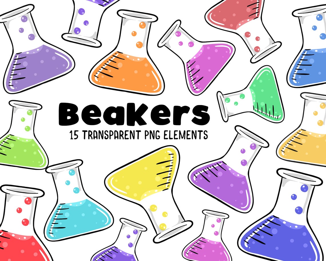 Beakers Clipart Science Graphics Laboratory Science Class - Etsy