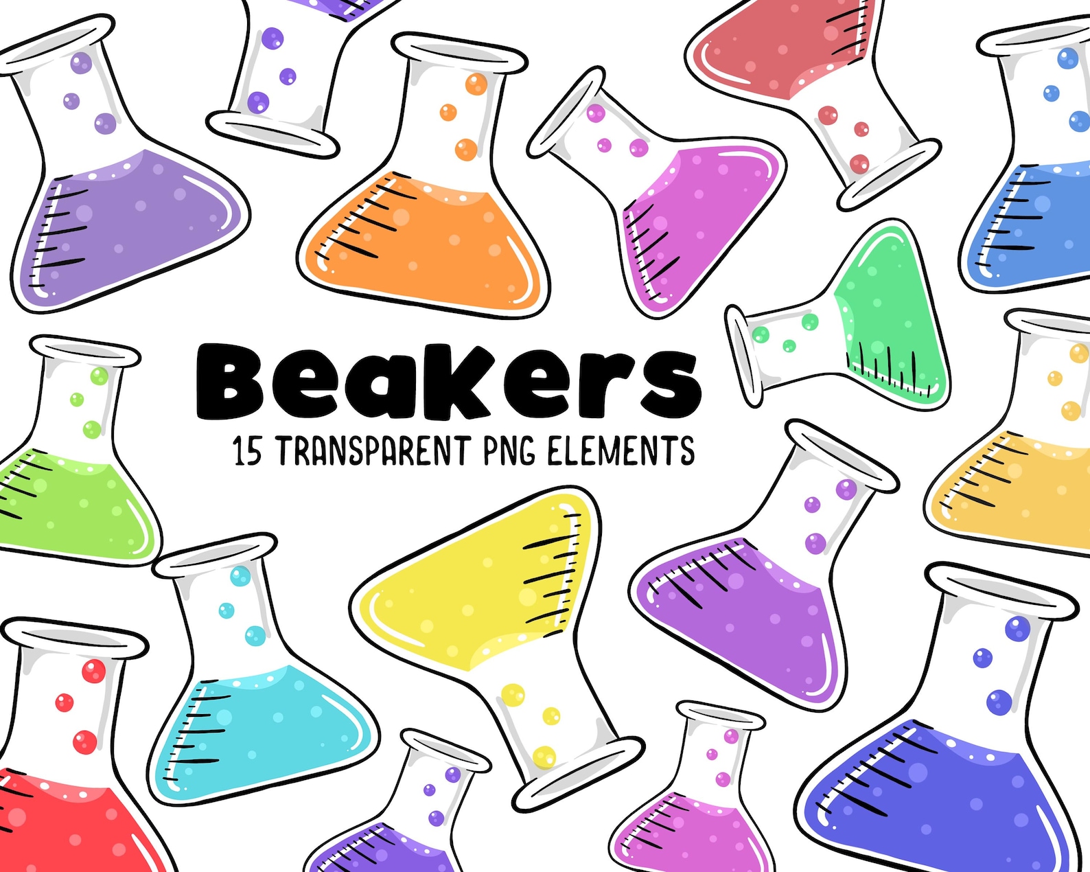 Beakers Clipart Science Graphics Laboratory Science Class - Etsy