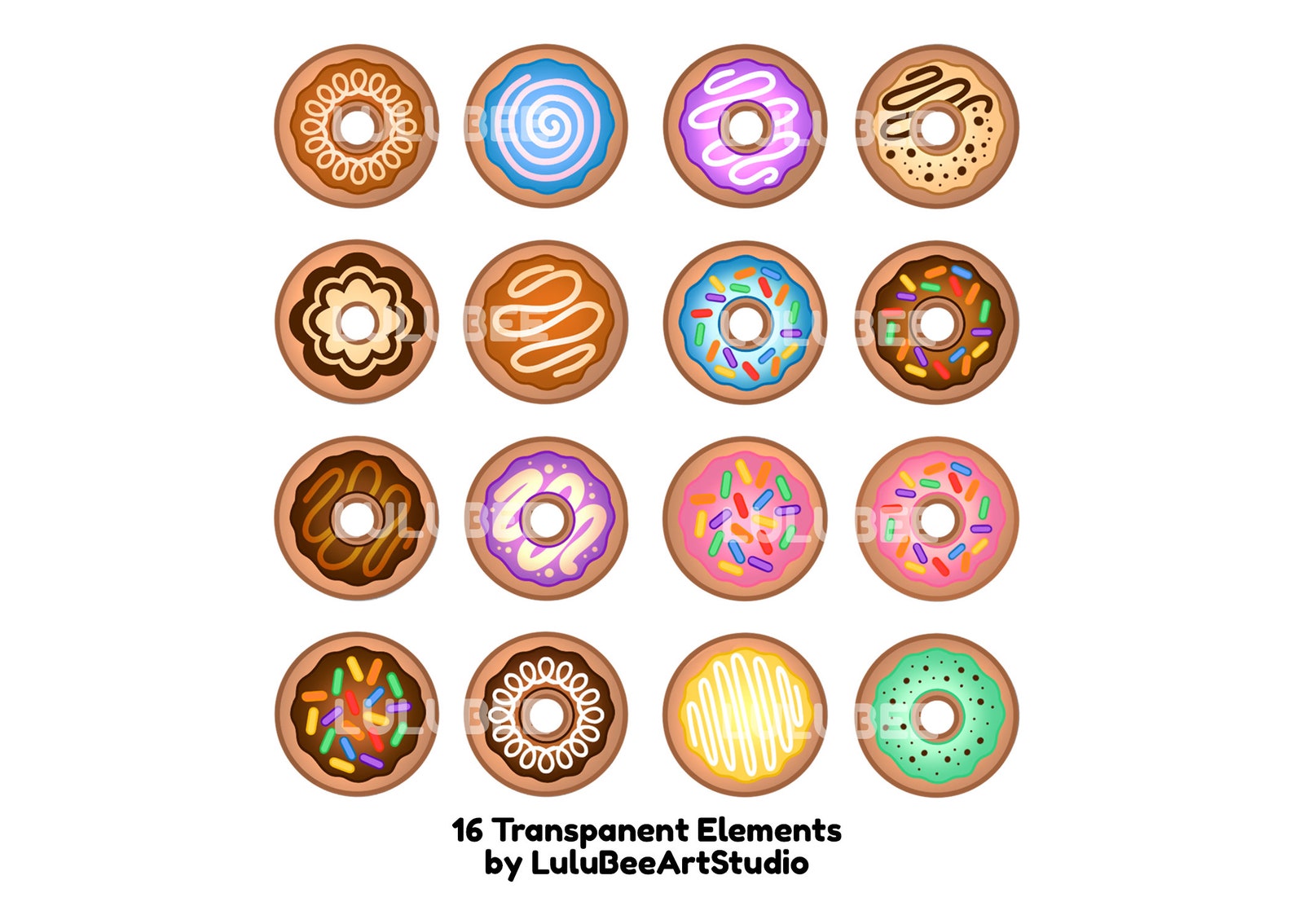 Donut Graphics Cute Donut Clipart Bakery Clipart Kawaii - Etsy