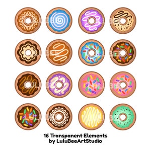 Donut Graphics, Cute Donut Clipart, Bakery Clipart, Kawaii Food ...